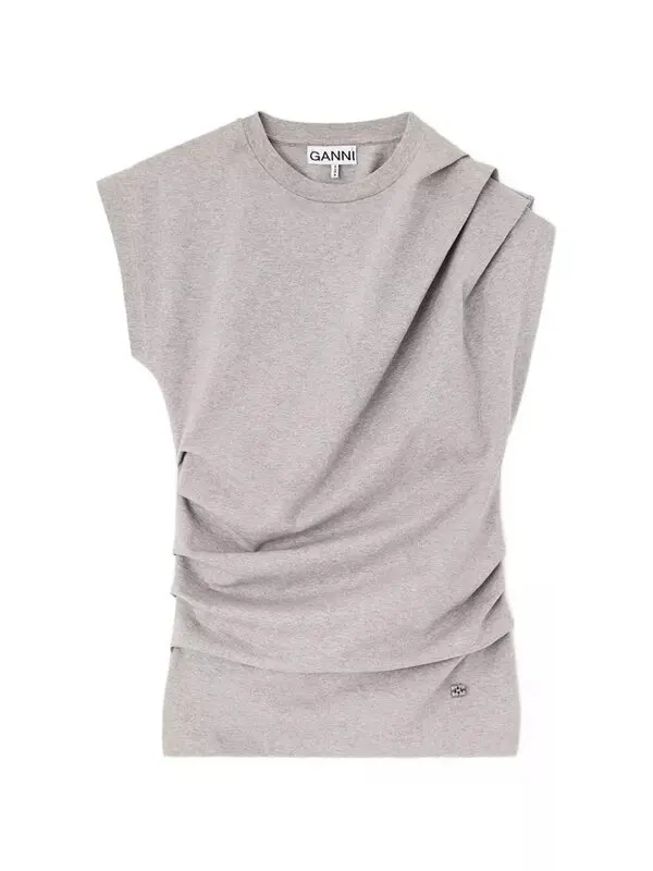 GANNI Top In Draped Jersey - Grey