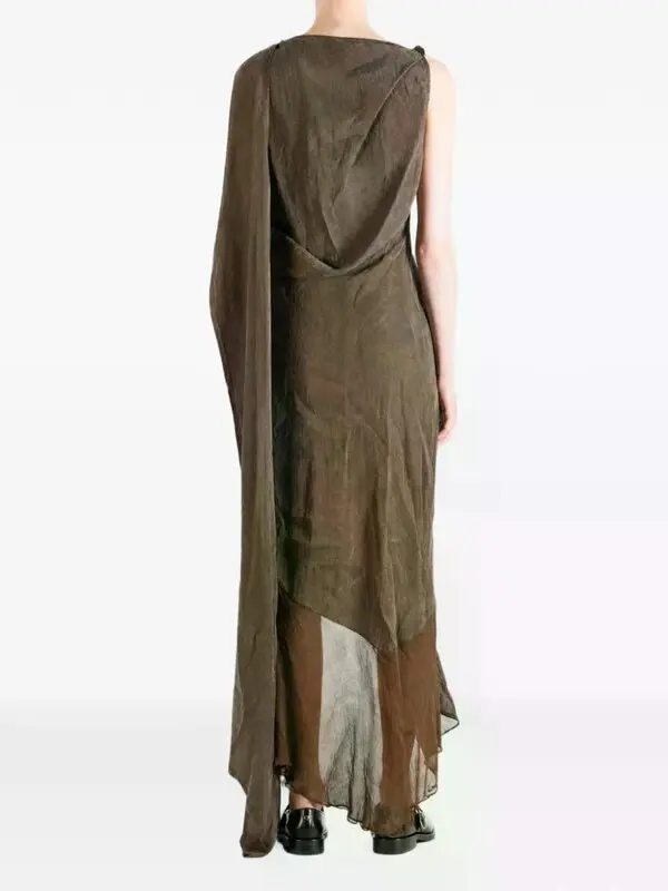 YEHUAFAN Draped Asymmetric Maxi Dress