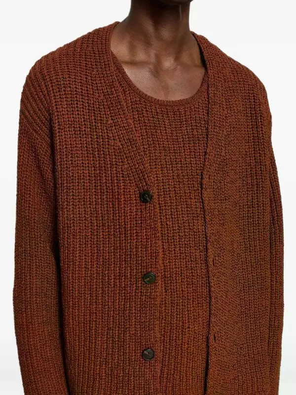 CMMN SWDN Eldar Tape-knit Cardigan - Brown