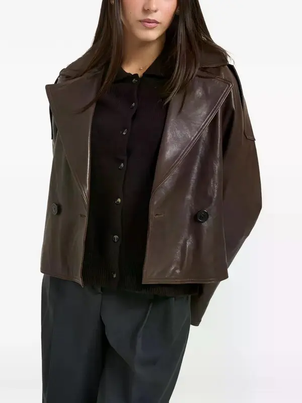 Max Mara Felino Double-breasted Leather Jacket