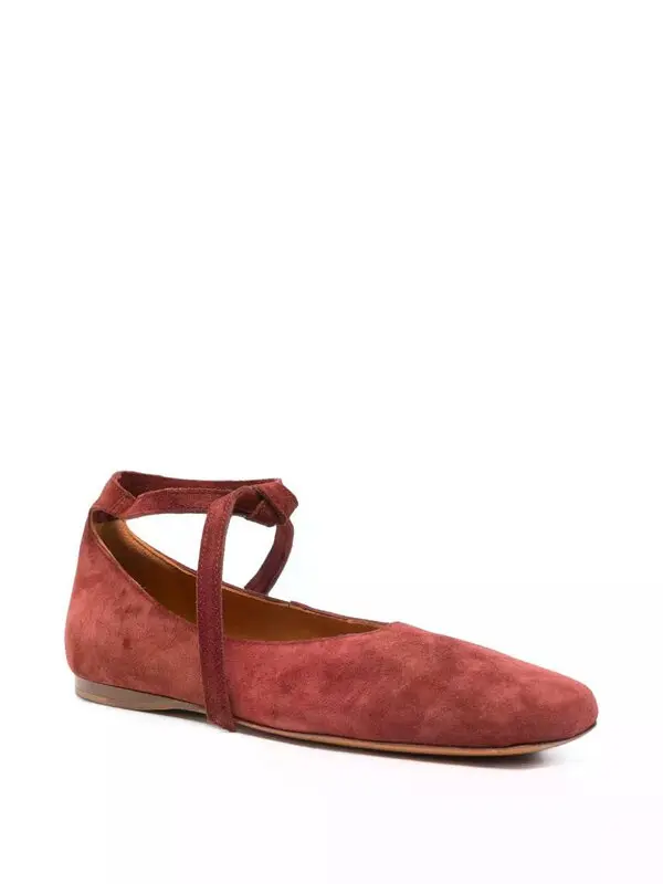 FORTE_FORTE Square-toe Tie-fastening Ballet Flats
