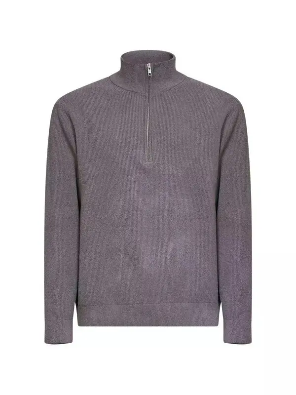 Nn07 Danny Half-zip Ribbed-knit Sweater - Grey