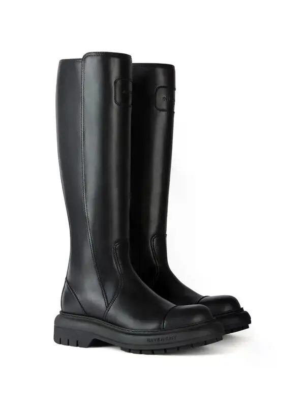 Givenchy Cargo Biker Knee High Boots In Leather
