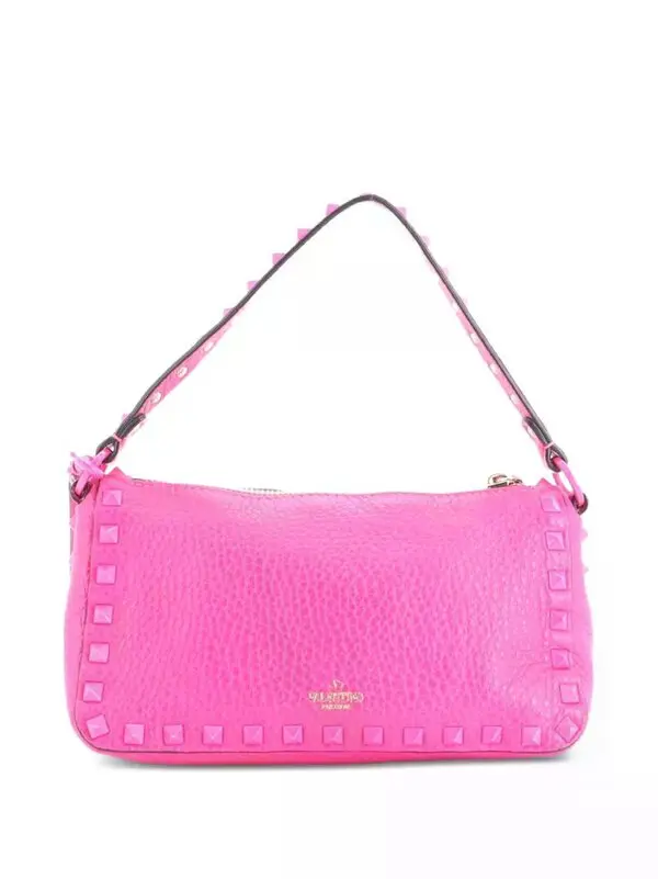 Valentino Garavani Rockstud Zip Pochette Leather Small Shoulder Bag - Pink