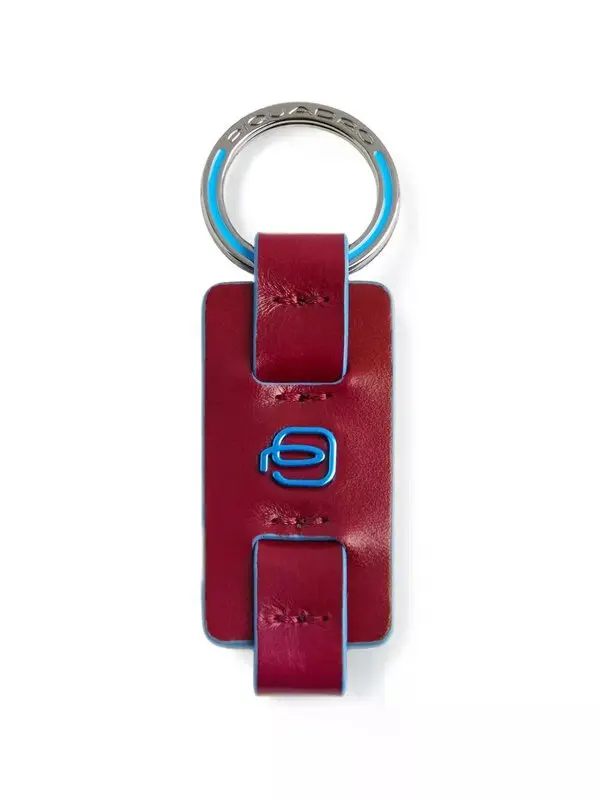 PIQUADRO Blue Square Leather Keyring - Red