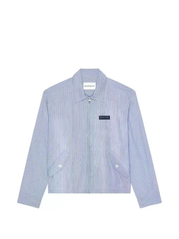 Givenchy Couture Seam Striped Blouson In Cotton - Blue