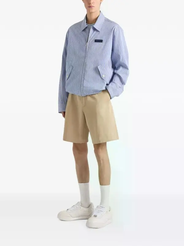 Givenchy Couture Seam Striped Blouson In Cotton - Blue