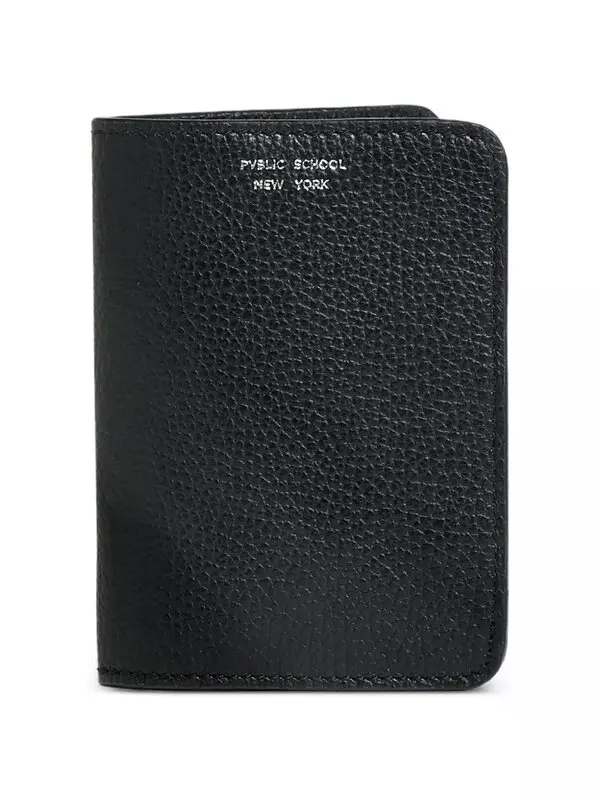 Public School Grained Leather Passport Holder - Black