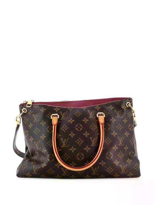 LOUIS VUITTON Pallas Tote Monogram Canvas With Leather Shoulder Bag - Brown