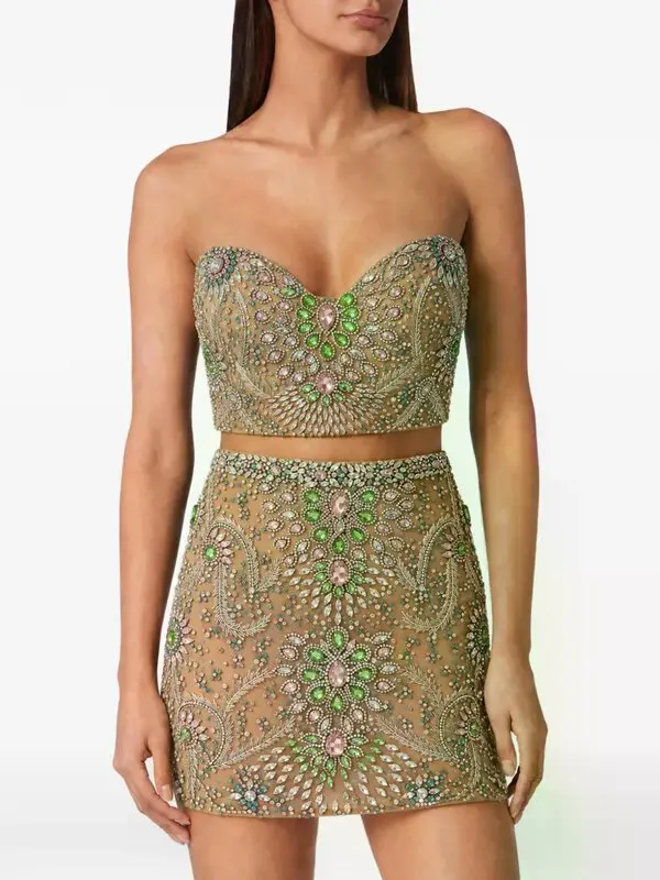 Philipp Plein Crystal-embellished Sweetheart-neck Top
