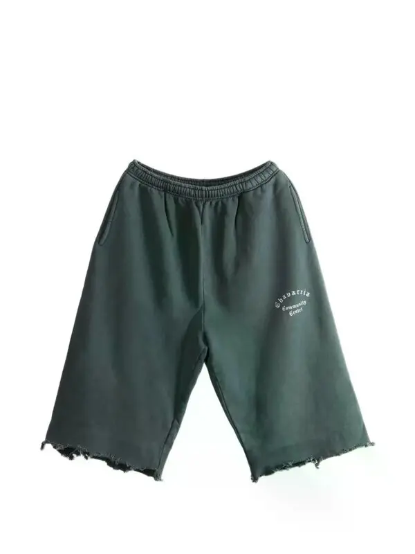 WILLY CHAVARRIA Logo-print Raw-cut Shorts