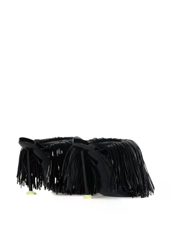 Givenchy Boudoir Heeled Mules In Patent Leather With Fringes
