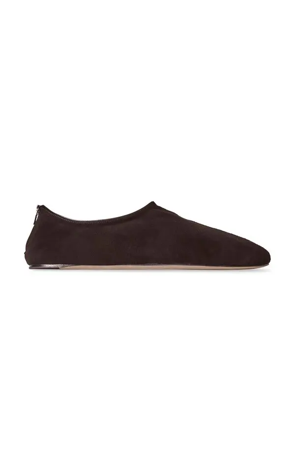 THE ROW Stellene Suede Slippers - Brown