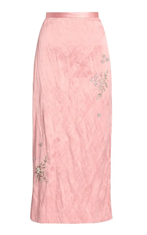 Erdem Textured Satin Midi Skirt - Pink