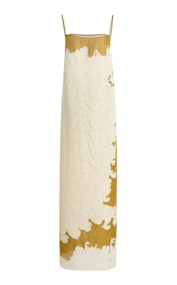 Khaite Nevis Lace Midi Dress - Bronze