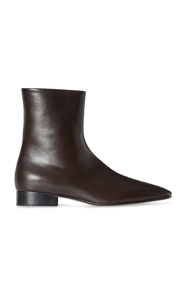 THE ROW Cindy Leather Ankle Boots - Brown