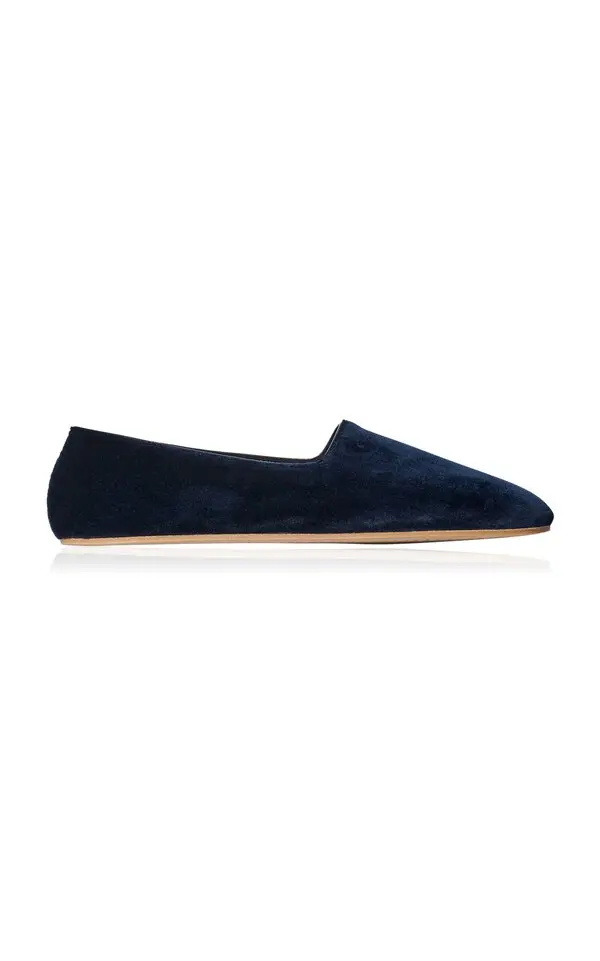 THE ROW Ponti Cotton Slippers - Blue