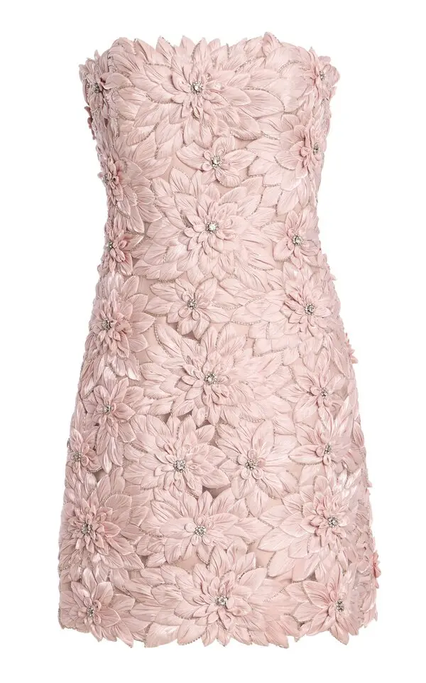 Costarellos Leya Petal-embellished Satin Mini Dress - Pink