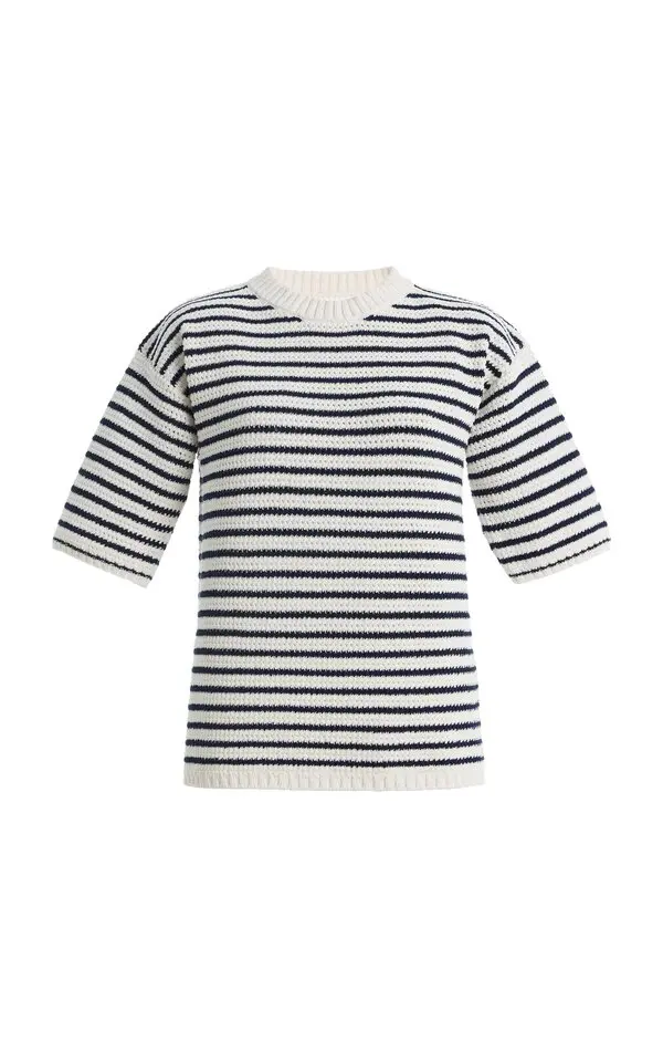 Bottega Veneta Crocheted Cotton T-shirt - Stripe