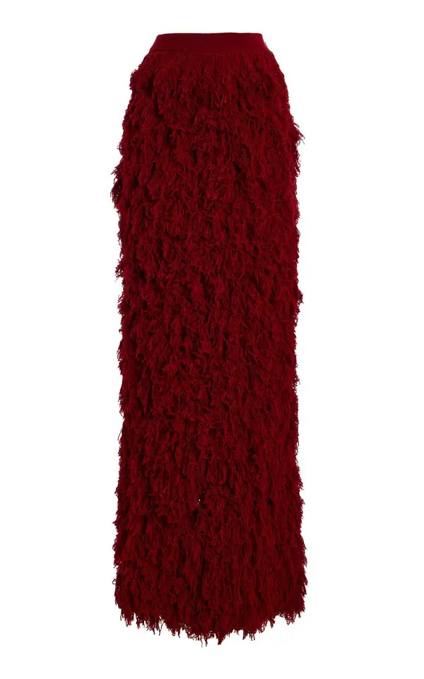 ASHLYN Curly Textu Wool Maxi Skirt