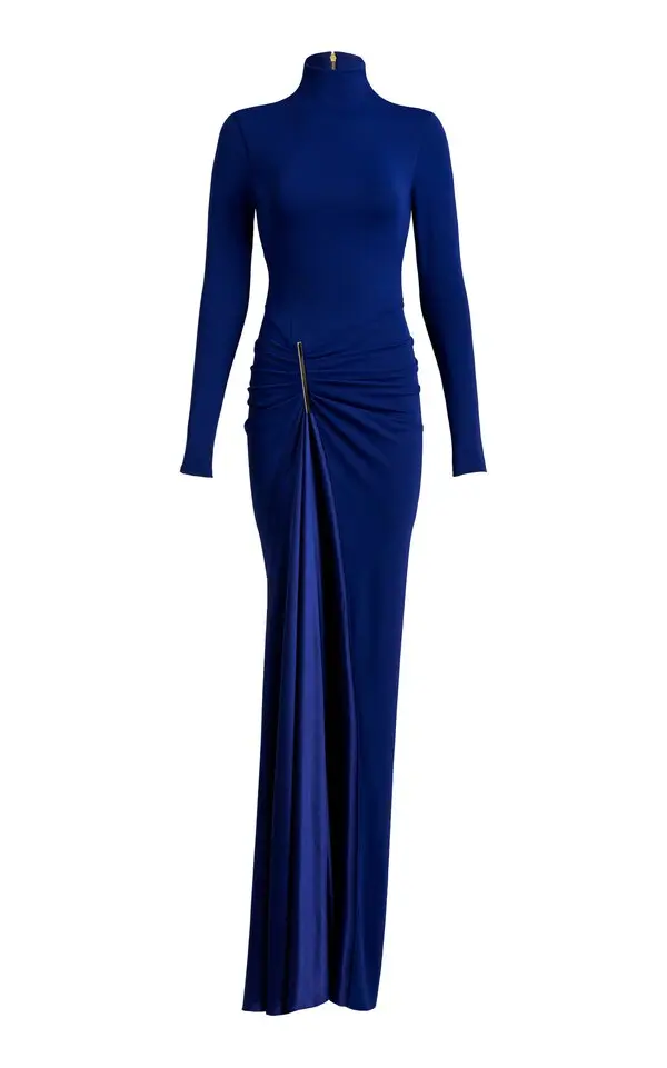 Silvia Tcherassi Lena Ruched Jersey Maxi Dress - Navy