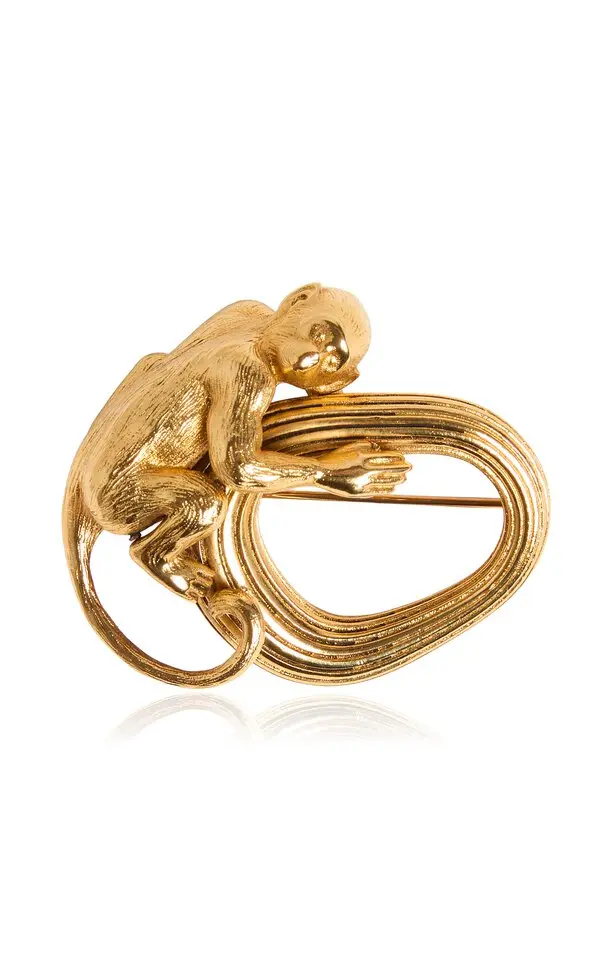 Khaite Monkey 18k -plated Brass Brooch - Gold