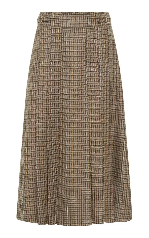 Gabriela Hearst Wesley Checked Wool-silk Midi Skirt