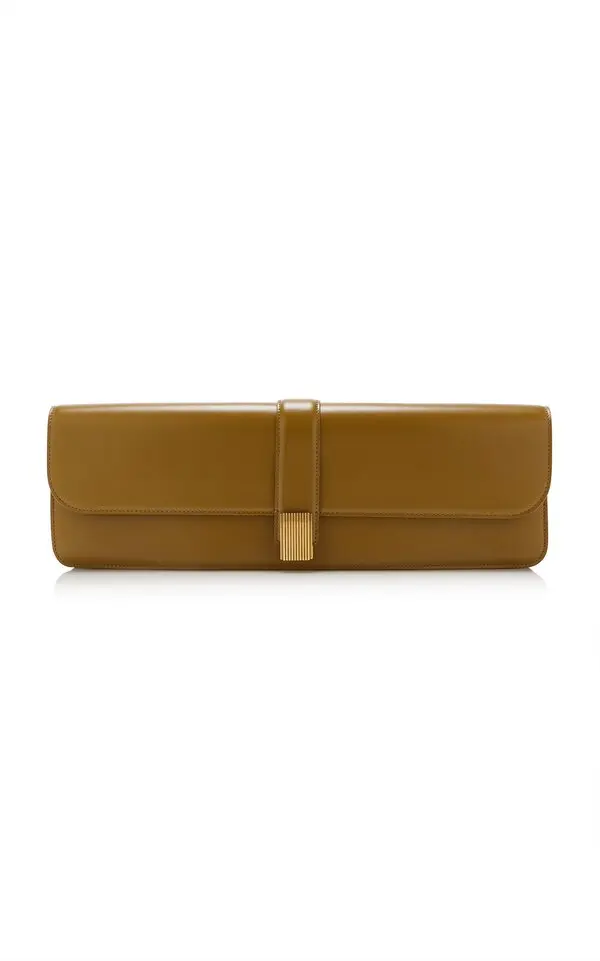 Khaite Blake Leather E/w Clutch - Olive