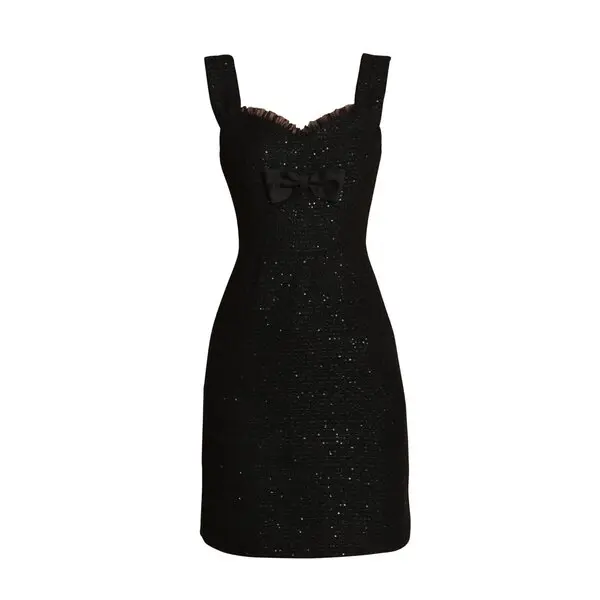 SANTINNI Jackie' Wool Tweed Dress In Nero
