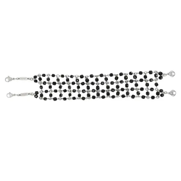 MHART Black Tourmaline Link Lattice Bracelet - Silver