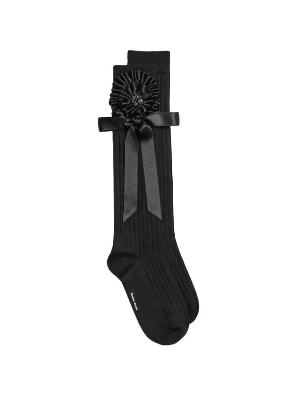 Simone Rocha Ribbon-rosette Knee-high Socks - Black
