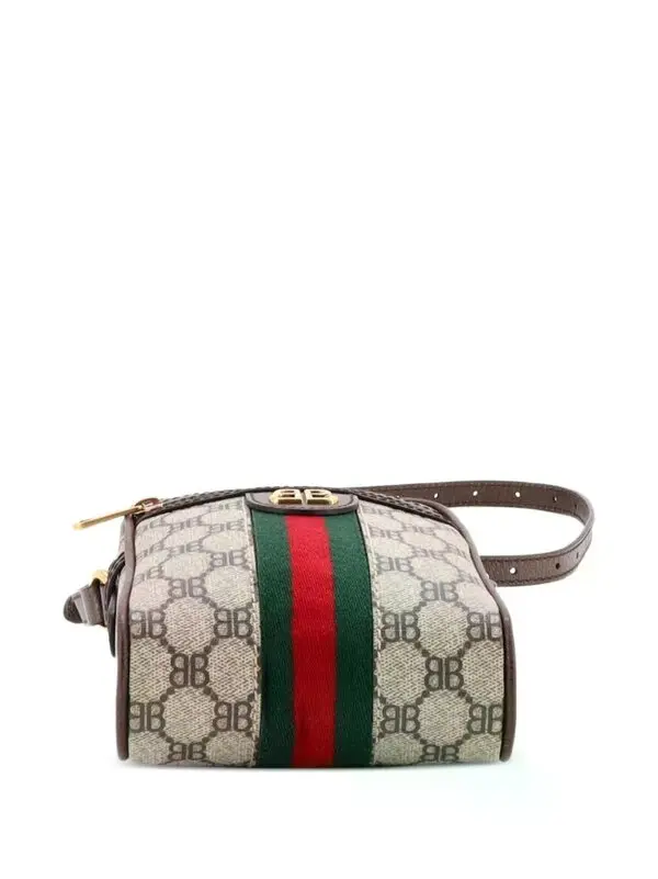 Balenciaga X Gucci The Hacker Project Zip Messenger Bag Bb Coated Canvas Mini Crossbody Bag - Brown
