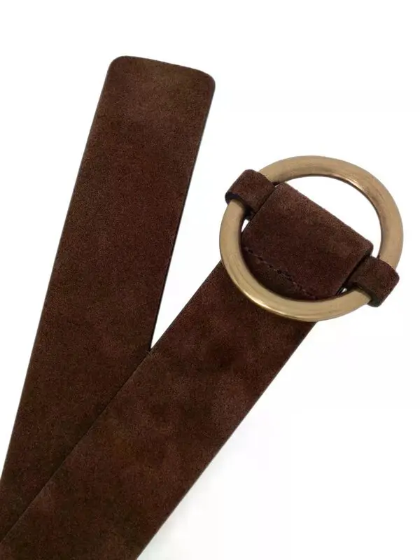 SESSUN Tisao Su Round-buckle Suede Belt - Brown