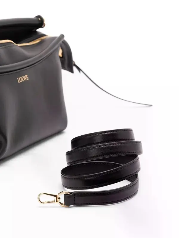 Loewe Small Whisker Logo-print Leather Shoulder Bag - Black