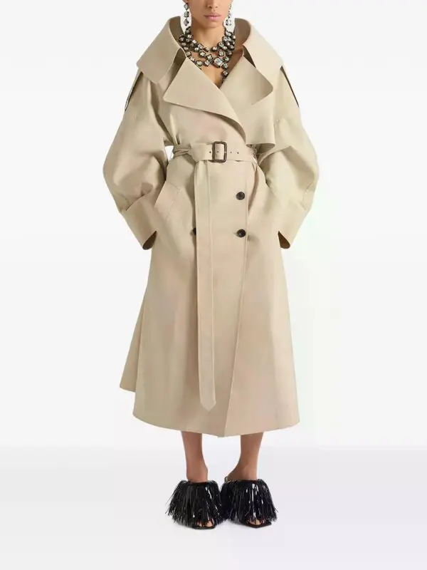 Givenchy Slashed Long Trench In Cotton