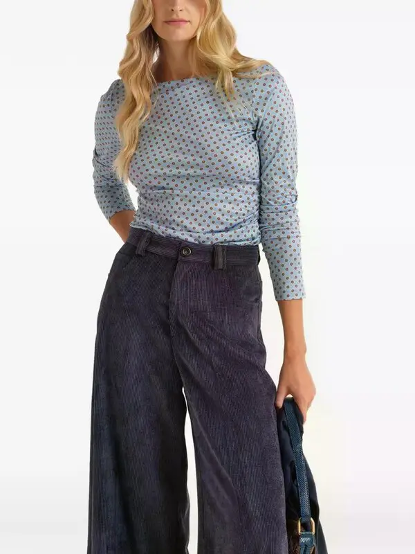 Malìparmi Micro-print Gathered T-shirt - Blue