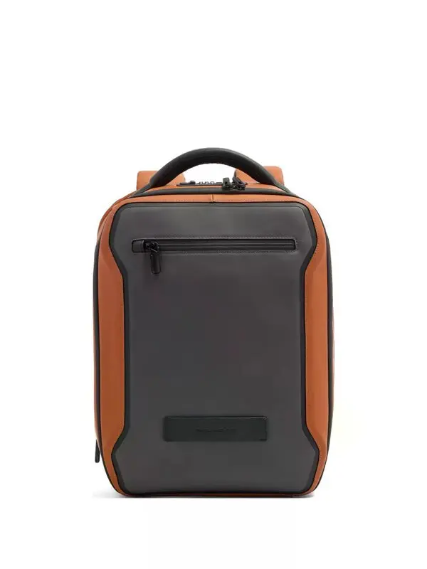PIQUADRO Logo-plaque Panelled Backpack - Orange