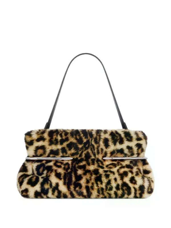 Givenchy Pinch Soft Clutch In Leopard Shearling-effect