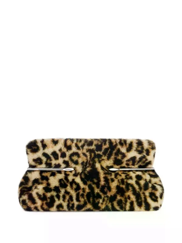 Givenchy Pinch Soft Clutch In Leopard Shearling-effect