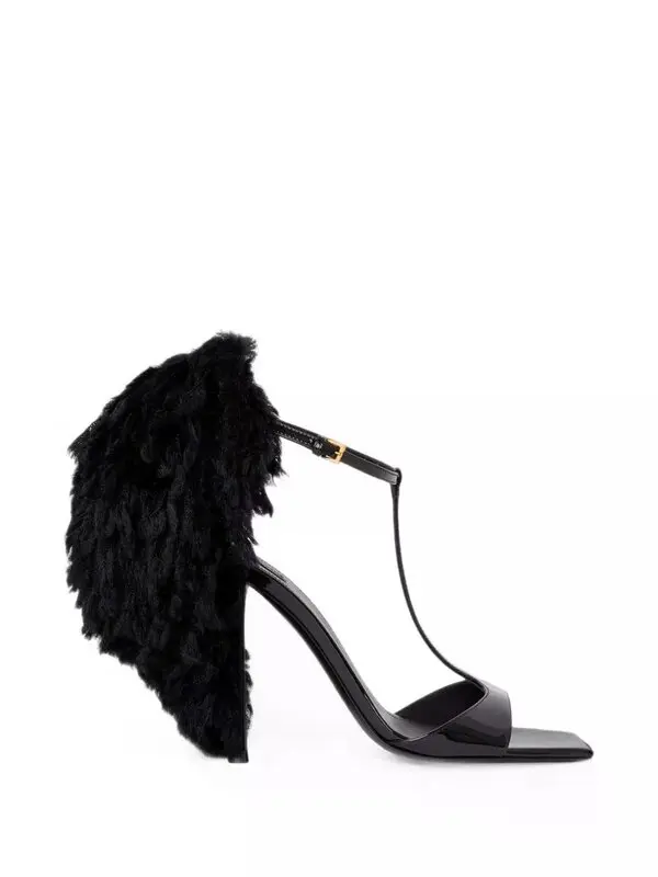 Givenchy Pompom Heeled Sandals In Patent Leather And Knit - Black