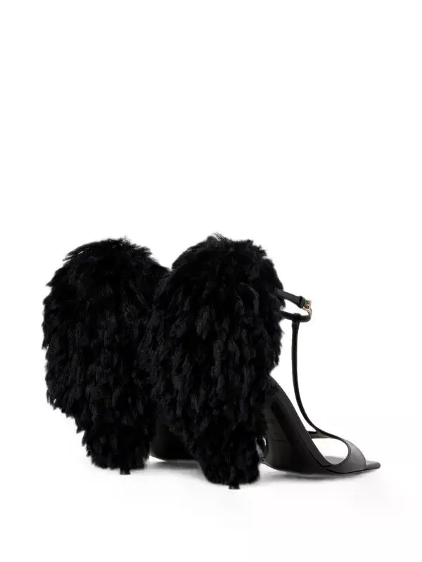 Givenchy Pompom Heeled Sandals In Patent Leather And Knit - Black