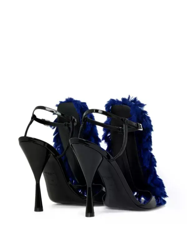 Givenchy Pompom Heeled Sandals In Patent Leather And Knit - Blue