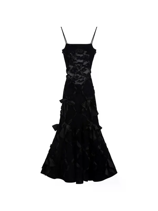 Givenchy Sliced Long Dress In Leopard Lace With Ribbons