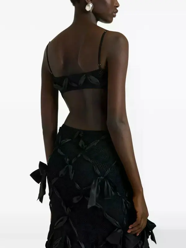 Givenchy Sliced Long Dress In Leopard Lace With Ribbons