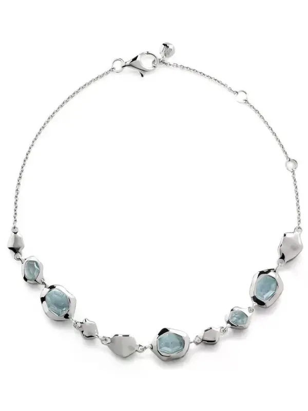 Monica Vinader Odyssey Aquamarine Pebbled Chain Bracelet - Silver