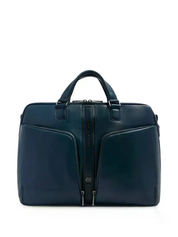 PIQUADRO Double Zip Leather Briefcase