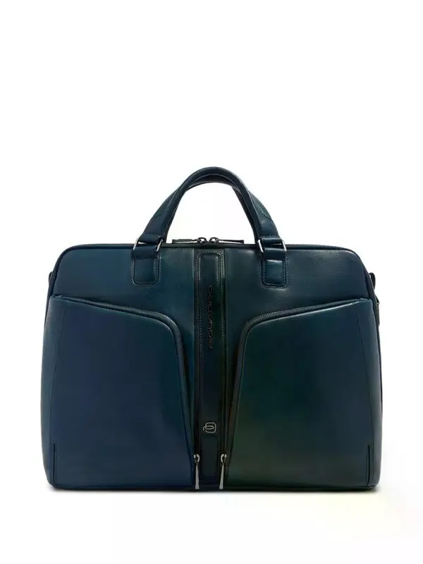 PIQUADRO Double Zip Leather Briefcase - Blue