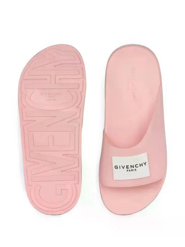 Givenchy Label Slide Mules In Rubber - Pink