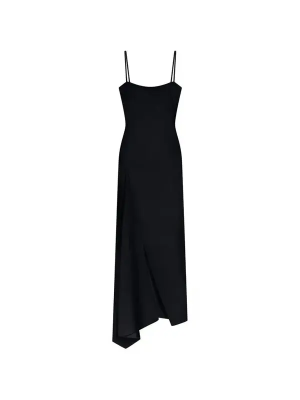 Givenchy Sliced Long Slashed Dress In Crepe Cady - Black