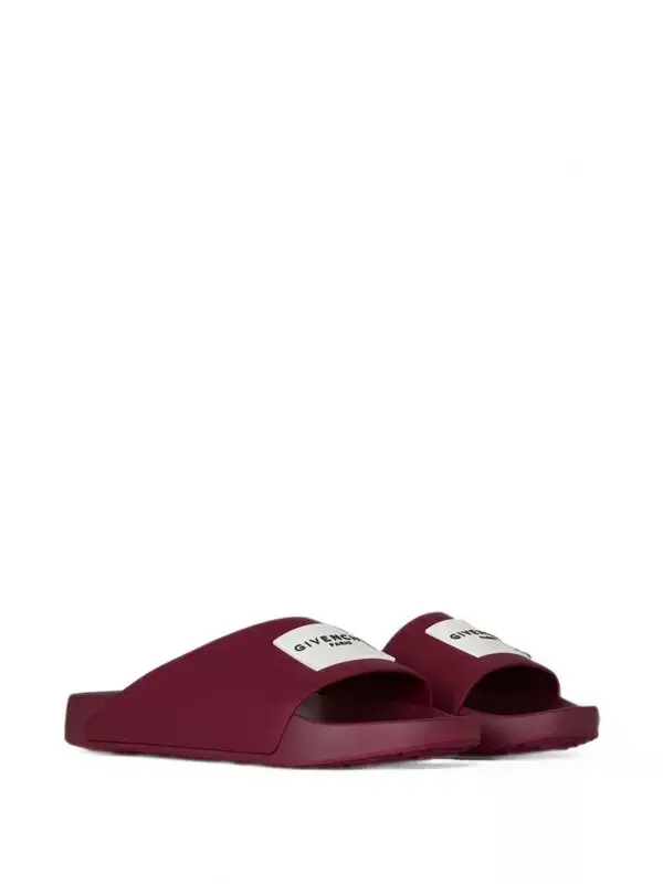 Givenchy Label Slide Mules In Rubber - Red